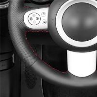 China 2001-2006 Pink and Black Leather Steering Wheel Cover for BMW Mini Hatchback/R50/R52/R53 for sale