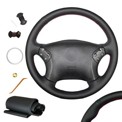 China Mercedes Benz W203 C-Class 2001-2007 4-Spoke Wheel Leather Steering Wheel Cover Black for sale
