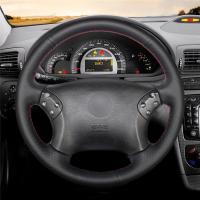 China Mercedes Benz W203 C-Class 2001-2007 4-Spoke Wheel Leather Steering Wheel Cover Black for sale