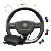 China Purple Thread Color Customized Car Interior Steering Wheel Cover for Seat Leon 2009-2012 for sale
