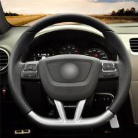 China Purple Thread Color Customized Car Interior Steering Wheel Cover for Seat Leon 2009-2012 for sale