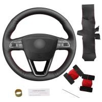 China Leather Steering Wheel Cover for Seat Leon 5F Mk3 Ibiza 6J Alhambra 2013-2019 30*15*5cm for sale