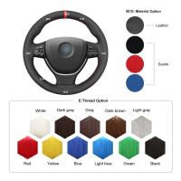 China Fan Club Design Style Black Suede Steering Wheel Wrap Hand Sewing for BMW 7 Series F02 for sale