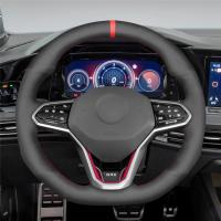 China GOLF Suede Steering Wheel Cover for VW Golf GTI GTD GTE R 8 Tiguan Touareg Arteon R-Line for sale