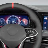 China GOLF Suede Steering Wheel Cover for VW Golf GTI GTD GTE R 8 Tiguan Touareg Arteon R-Line for sale