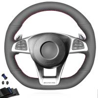 China Hand Sewing Artificial Leather Steering Wheel Cover for Mercedes Benz A45 AMG 2016-2018 C43 63 AMG CLA 45 2015-2018 CLS 63 AMG for sale