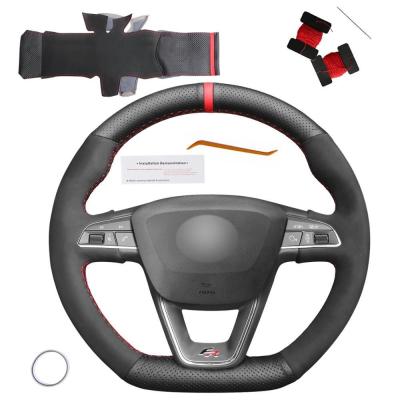 China Suede Steering Wheel Cover for Seat Leon Cupra R Leon ST Ateca FR Ibiza 2013 2014 2015 for sale