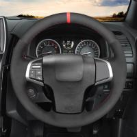 China Hand Sewing Black Suede Steering Wheel Cover for Isuzu D-Max MU-X 2013-2020 Holden Colorado AU 2012-2014 2015 2016-2019 for sale