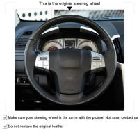 China Hand Sewing Black Suede Steering Wheel Cover for Isuzu D-Max MU-X 2013-2020 Holden Colorado AU 2012-2014 2015 2016-2019 for sale