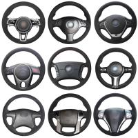 China Custom Black Suede Steering Wheel Cover for Skoda Octavia Superb Fabia Yeti 2009-2013 for sale