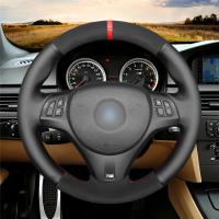 China Soft Hand Stitching Suede Leather Steering Wheel Cover for BMW 1 Series 3 Series E82 E87 E88 E90 LCI M3 E92 E92 125i 325i 335i for sale