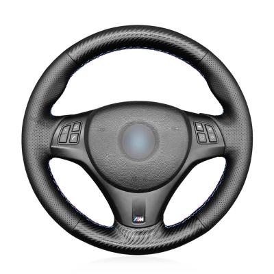 China Matte Carbon Leather Steering Wheel Cover for BMW 3 Series E82 E87 E88 E90 LCI E91 M3 E92 125i 325i 335i for sale