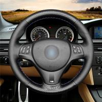 China Matte Carbon Leather Steering Wheel Cover for BMW 3 Series E82 E87 E88 E90 LCI E91 M3 E92 125i 325i 335i for sale