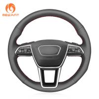 China Custom Leather Hand Sewing Steering Wheel Cover for Audi A6 Allroad Avant C8 A7 Sportback K8 2018 2019 for sale