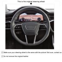 China Custom Leather Hand Sewing Steering Wheel Cover for Audi A6 Allroad Avant C8 A7 Sportback K8 2018 2019 for sale