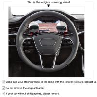 China Custom Leather Hand Sewing Steering Wheel Cover for Audi A6 Allroad Avant C8 A7 Sportback K8 2018 2019 for sale