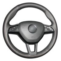 China Light Brown Steering Wheel Wrap for Skoda Octavia 2017 Fabia 2016 2017 Rapid Spaceback 2016 Superb for sale