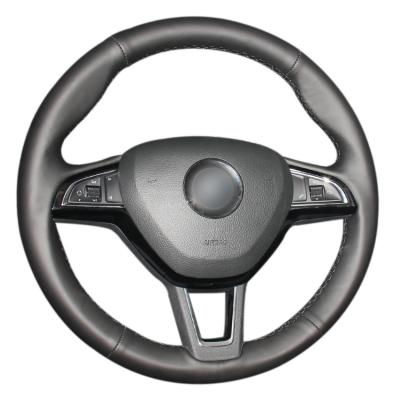 China Light Brown Steering Wheel Wrap for Skoda Octavia 2017 Fabia 2016 2017 Rapid Spaceback 2016 Superb for sale