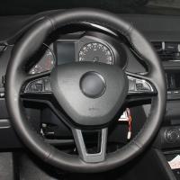 China Light Brown Steering Wheel Wrap for Skoda Octavia 2017 Fabia 2016 2017 Rapid Spaceback 2016 Superb for sale
