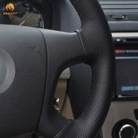 China Black Leather Steering Wheel Cover for Old Skoda Octavia 2005-2009 Fabia 2005-2010 for sale