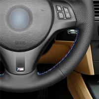 China Red Threaded Steering Wheel Cover for BMW 3 Series E82 E87 E88 E90 LCI E91 M3 E92 E93 125i 325i 335i for sale