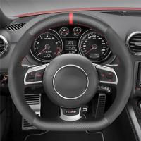 China Black Artificial Leather Suede Steering Wheel Cover for Audi TT RS R8 RS 6 Saloon Avant Coupe Cabriolet 2008-2015 for sale