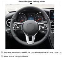 China Mercedes-Benz A B C E CLS GLE Class EQC 202 2018 2019 2020 Black Leather Steering Wheel Cover for sale
