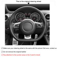 China Black Artificial Leather Suede Steering Wheel Cover for Audi TT RS R8 RS 6 Saloon Avant Coupe Cabriolet 2008-2015 for sale