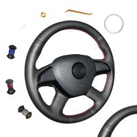 China Hand Sewing Leather Steering Wheel Cover for Skoda Octavia Fabia Yeti Superb Rapid 2013-2016 for sale