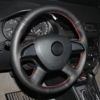 China Hand Sewing Leather Steering Wheel Cover for Skoda Octavia Fabia Yeti Superb Rapid 2013-2016 for sale