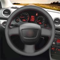 China Black Artificial Leather Custom Steering Wheel Cover for Audi A3 8P A4 B8 A5 2005-2013 for sale