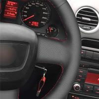 China Black Artificial Leather Custom Steering Wheel Cover for Audi A3 8P A4 B8 A5 2005-2013 for sale