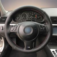 China White Thread Hand Stitched Steering Wheel Cover for BMW M3 M5 E36 E46 E39 E53 E31 X5 330i 540i 525i 530i 330Ci 6 Speed for sale