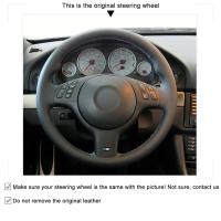 China White Thread Hand Stitched Steering Wheel Cover for BMW M3 M5 E36 E46 E39 E53 E31 X5 330i 540i 525i 530i 330Ci 6 Speed for sale