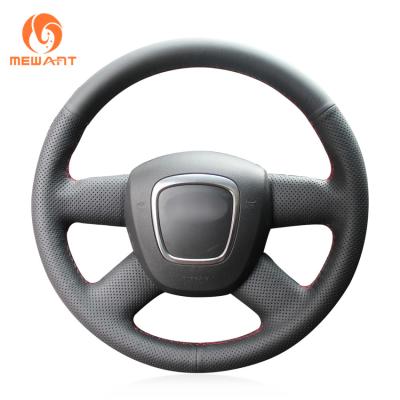 China Custom Black Artificial Leather Hand Sewn Car Steering Wheel Cover for Audi A6 2005-2013 for sale