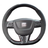China Soft Suede Carbon Steering Wheel Cover for Seat Leon 2009 2010 2011 2012 Hand Sewing for sale