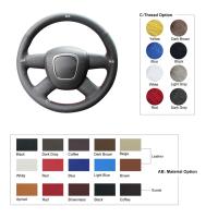 China Custom Black Artificial Leather Hand Sewn Car Steering Wheel Cover for Audi A6 2005-2013 for sale