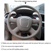 China Custom Black Artificial Leather Hand Sewn Car Steering Wheel Cover for Audi A6 2005-2013 for sale