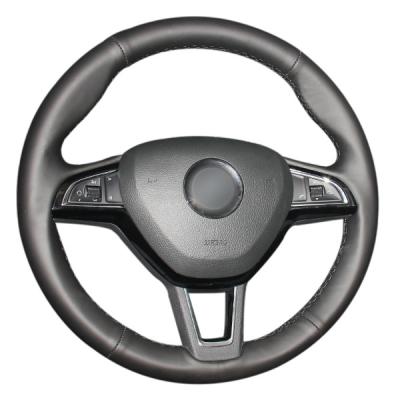 China Skoda Octavia Superb Fabia Rapid Spaceback 2016 2017 3-Spoke Leather Steering Wheel Cover for sale