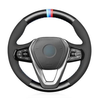 China Coffee Suede Steering Wheel Cover for BMW 5 6 7 Series G30 G31 G32 G11 G12 X3 G01 X4 G02 X5 G05 2017 2018 2019 for sale