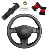 China Custom Hand Sewn Red And Black Steering Wheel Cover For Seat Ibiza Cupra 6J 2007 2019 for sale