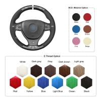 China Yellow Thread Custom Hand Stitching Carbon Soft Suede Steering Wheel Cover for BMW F10 Sport for sale
