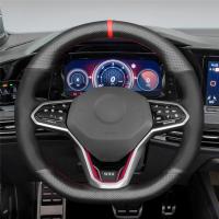 China VW Golf 8 MK8 GTI Golf GTE GTD 2020-2021 3-Spoke Wheel PU Leather Soft Suede Steering Wheel Cover for sale