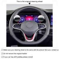 China VW Golf 8 MK8 GTI Golf GTE GTD 2020-2021 3-Spoke Wheel PU Leather Soft Suede Steering Wheel Cover for sale