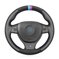 China 3-Spoke Wheel Custom Hand Stitching Suede Leather Steering Cover for BMW F07 F12 F13 for sale