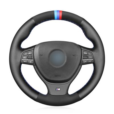 China 3-Spoke Wheel Custom Hand Stitching Suede Leather Steering Cover for BMW F07 F12 F13 for sale