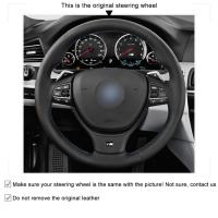 China 3-Spoke Wheel Custom Hand Stitching Suede Leather Steering Cover for BMW F07 F12 F13 for sale