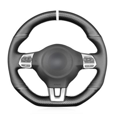 China VW Golf 6 GTI MK6 Polo Scirocco R Passat CC R-Line Matt Carbon Leather Steering Wheel Cover for sale
