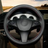 China 20*15*7cm Hand Sewing PU Leather Steering Wheel Cover for Mercedes Benz C180 C200 C350 C300 CLS 280 300 350 500 GLK 300 2008 2009 2010 for sale
