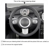 China Mini R50 R52 R53 LCI Hatchback Convertible Hand Stitched Leather Steering Wheel Cover for sale